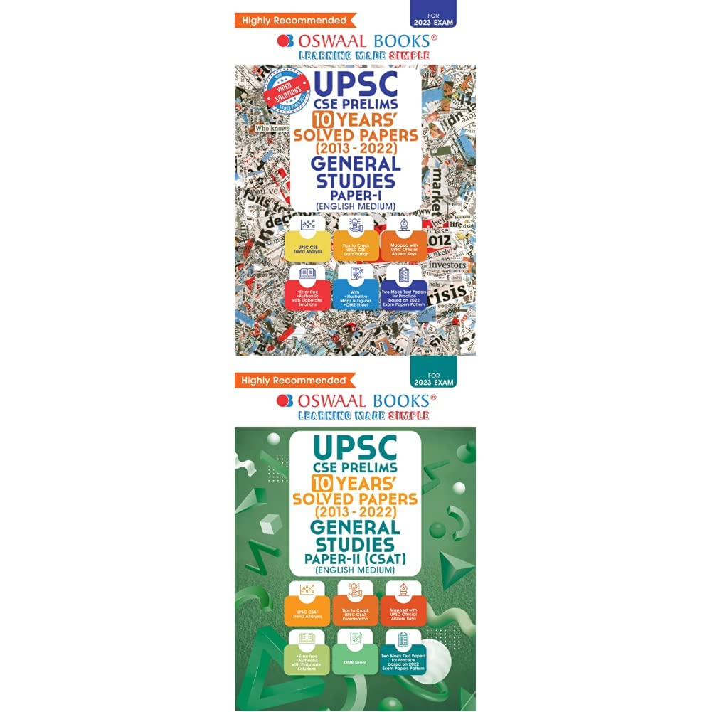 UPSC Pre Book - 29 Years Solved Papers - CSAT & GS1 Exam 2024 | Oswaal